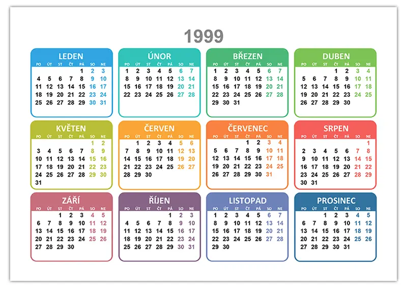 Kalendář 1999 – kalendare.su